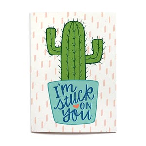 Funny Valentines Day Card, Stuck on You, Cactus Card, Boyfriend Card ...