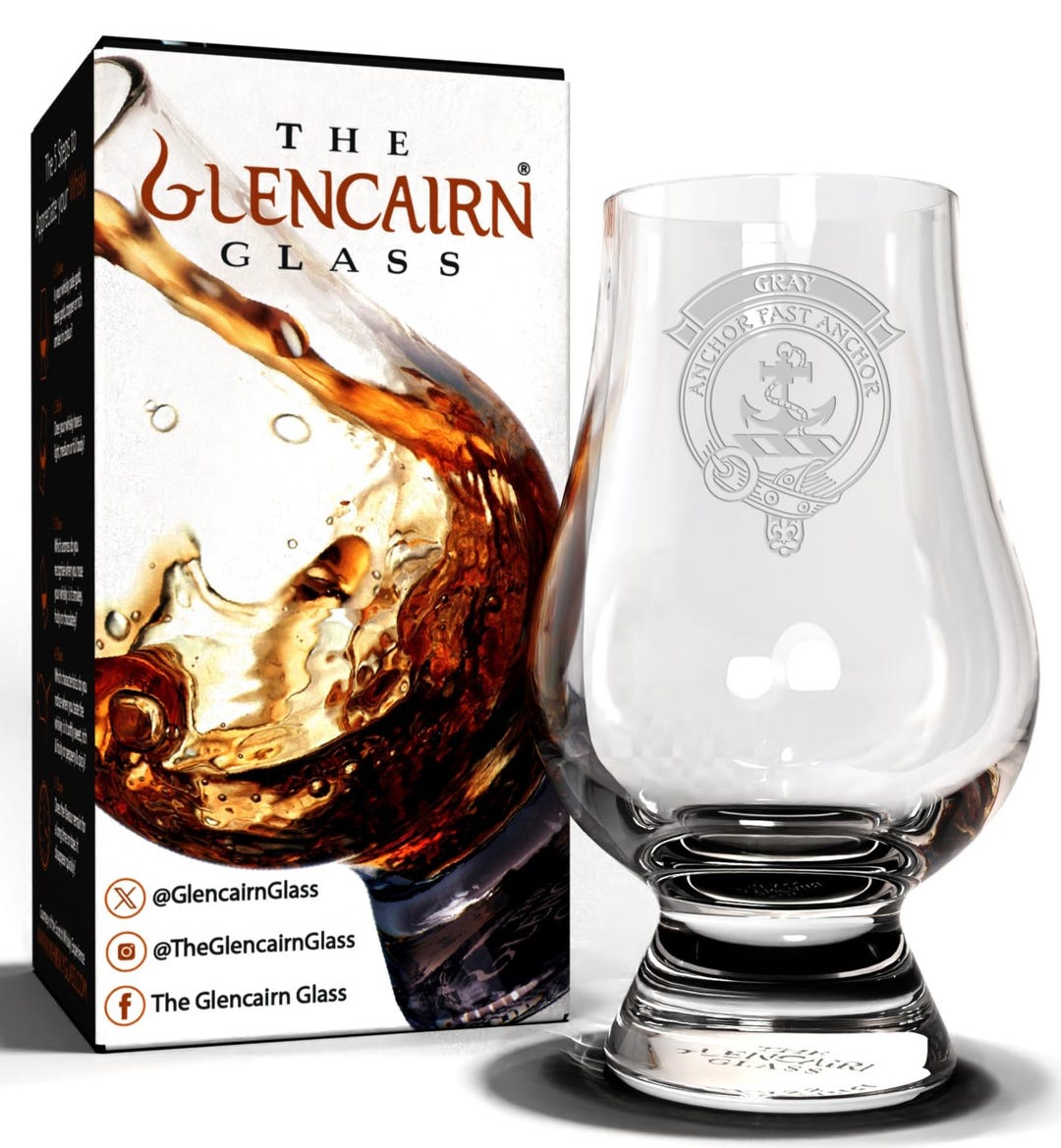 Clan Gray Etched Scotch Malt Whisky Glencairn Tasting Glass - Etsy