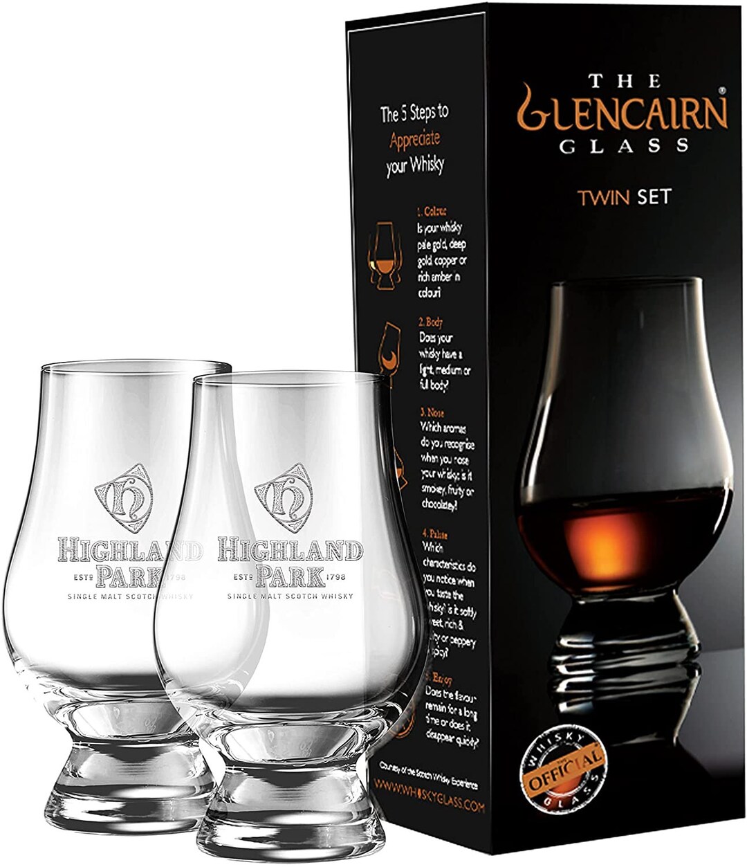 Highland Park Distillery Logo Twin Pack Official Glencairn Scotch Malt ...