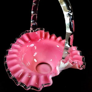 Vintage FENTON Basket Pink Silvercrest Fenton End of Day Basket Pink ...