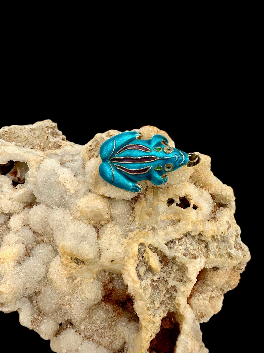 Vintage CHINESE EXPORT Pendant Frog Pendant Enamel Pendant Blue Enamel ...