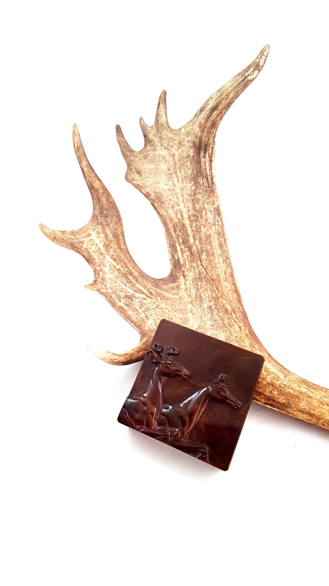 Vintage ART DECO Hickok Box Deer Box Whitetail Deer Celluloid Box ...