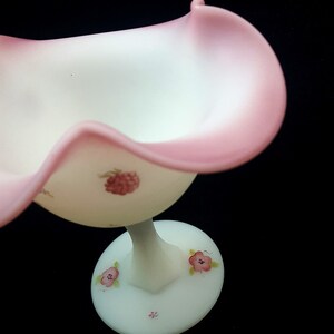 Vintage FENTON Compote Berries and Blossoms Fenton Hand Painted Fenton ...