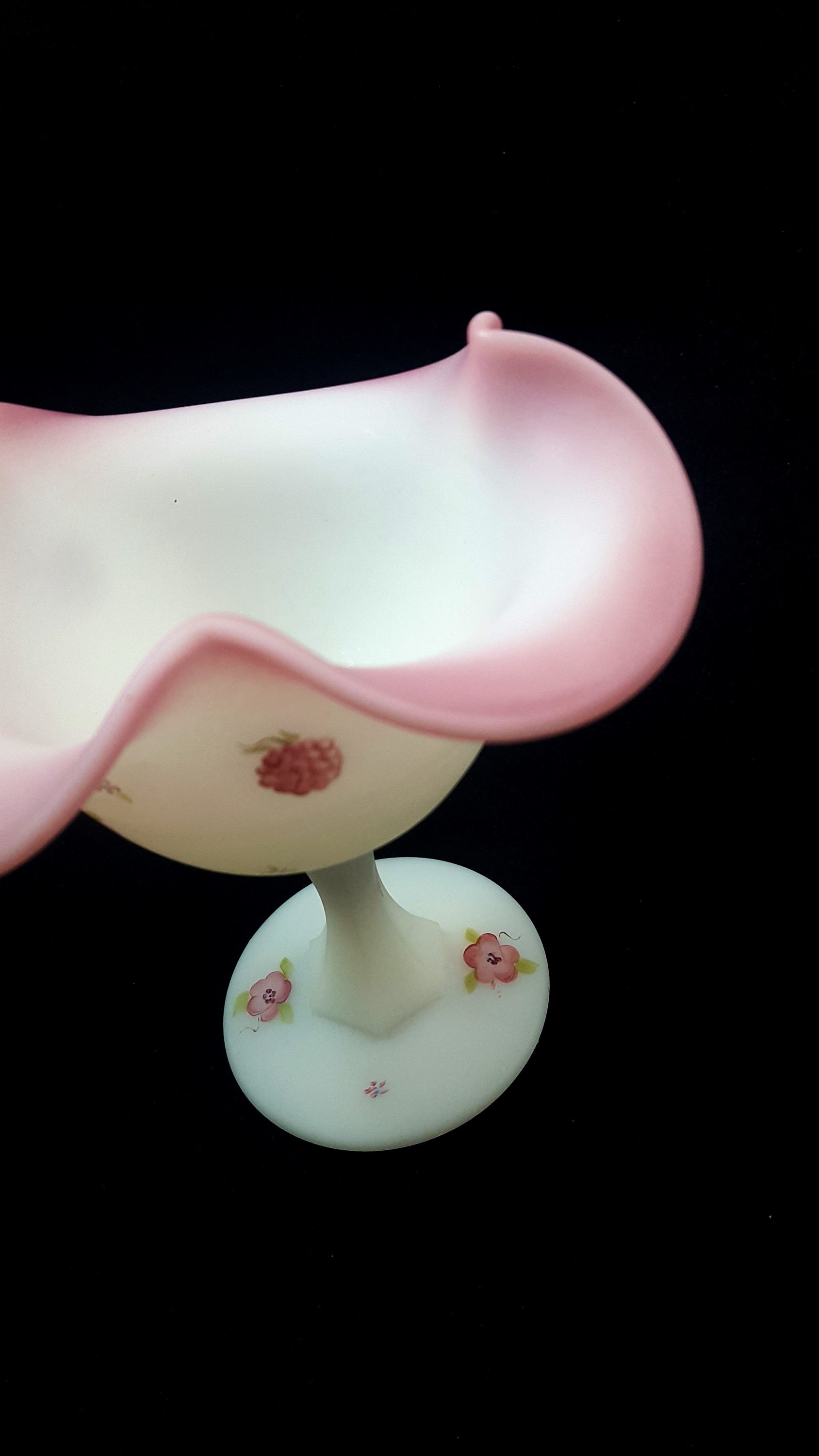 Vintage FENTON Compote Berries and Blossoms Fenton Hand | Etsy