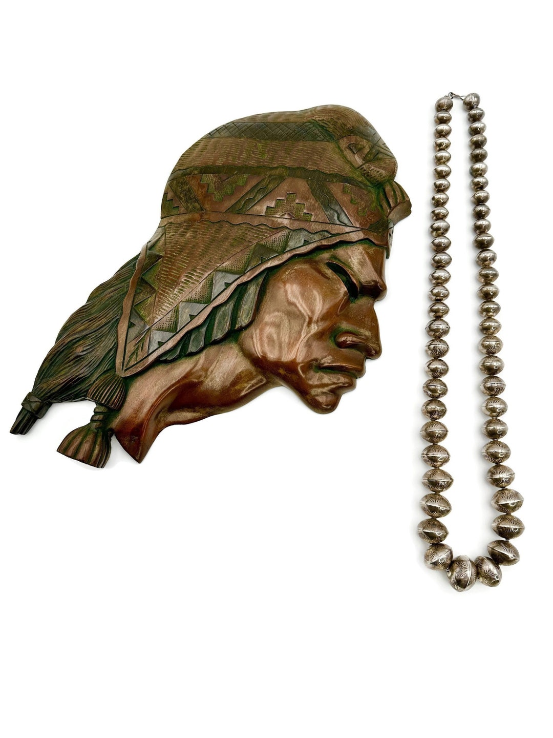 Vintage Navajo Pearls NATIVE AMERICAN Sterling Silver Graduated Stamped ...