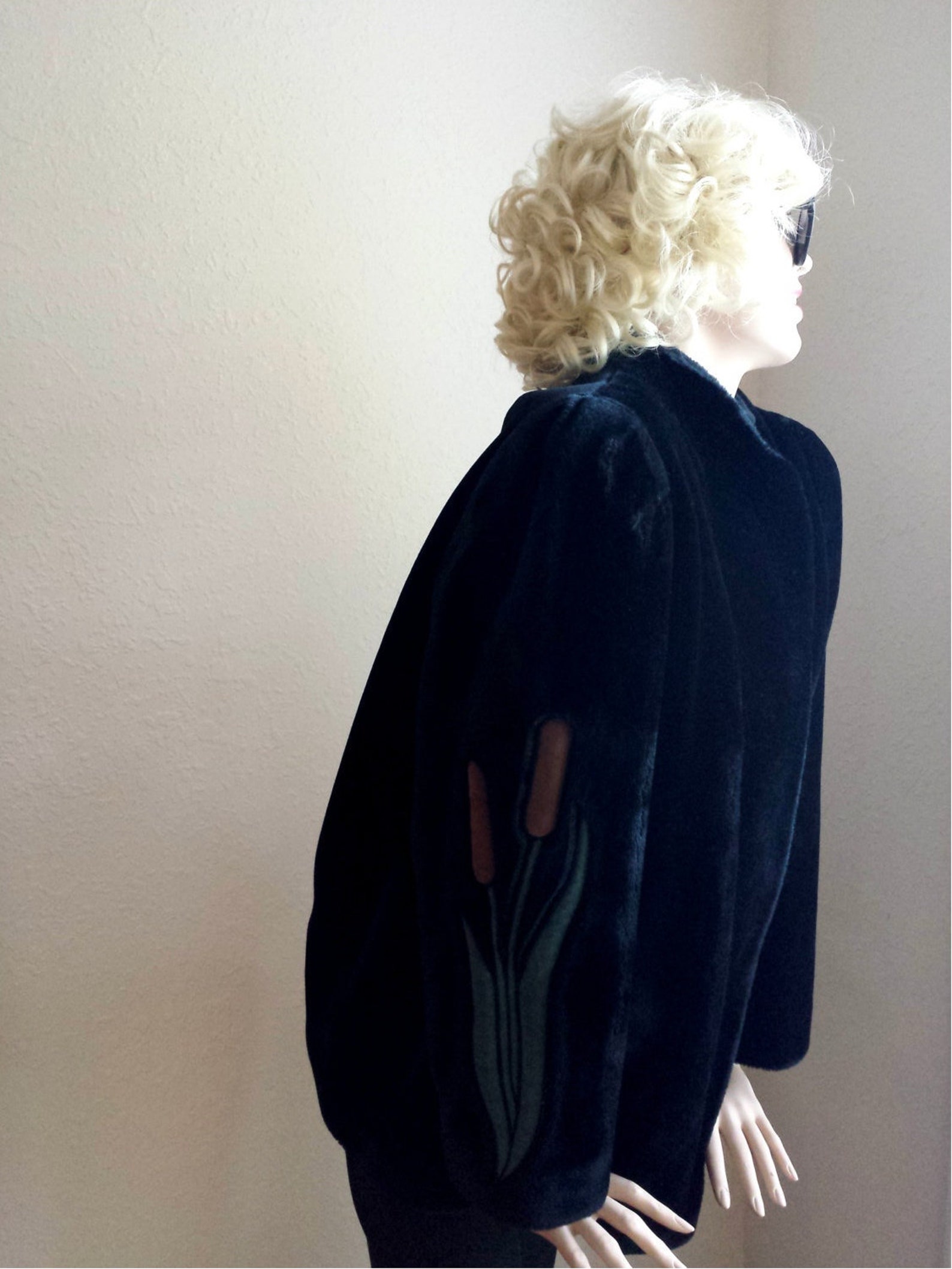 Vintage Faux Fur Coat Jacket Black Cat Tails Cattails THICK - Etsy
