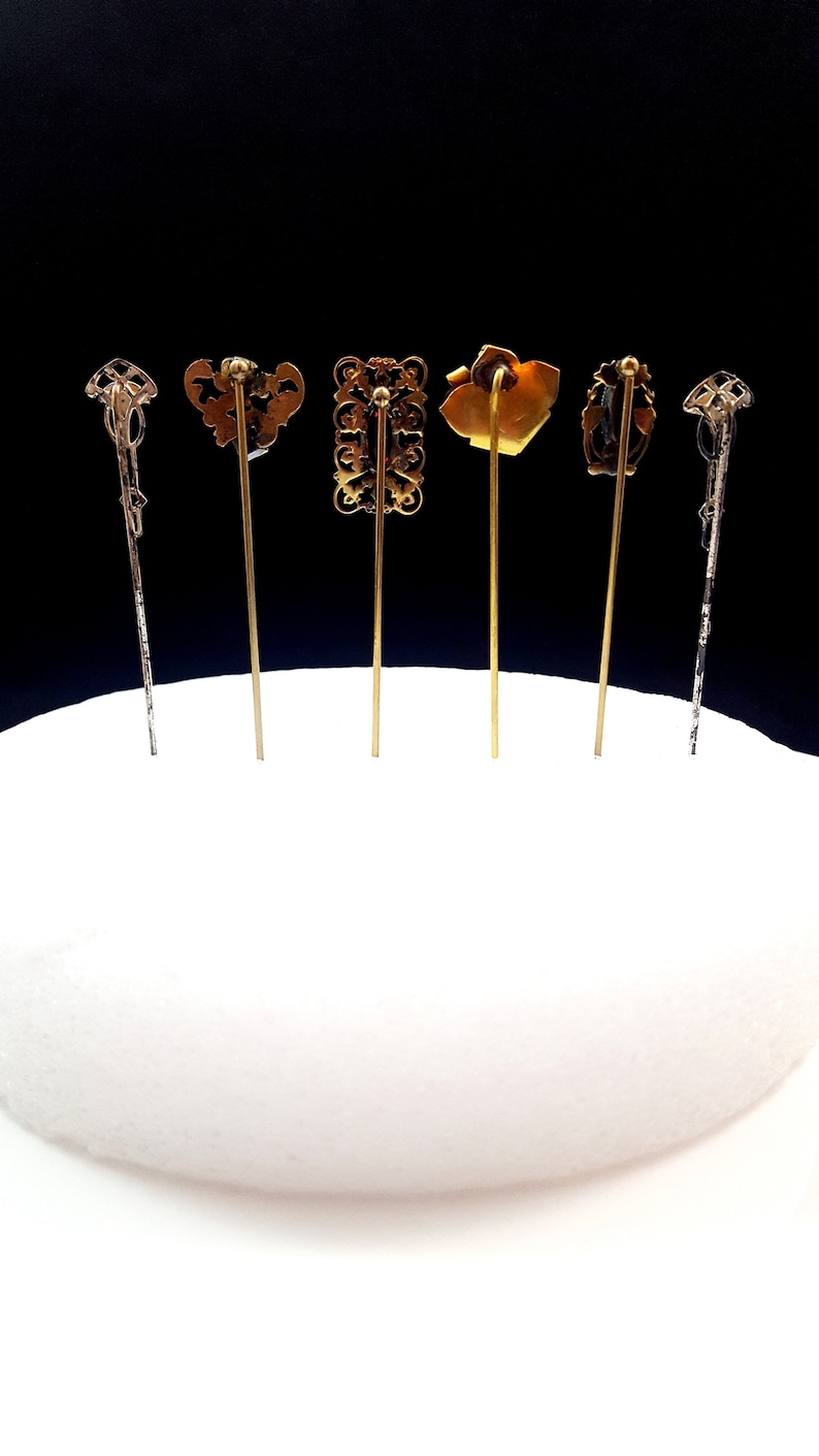 Vintage Stick Pin Hat Pin Stick Pin Lot Amethyst Garnet Rhinestone Gold ...