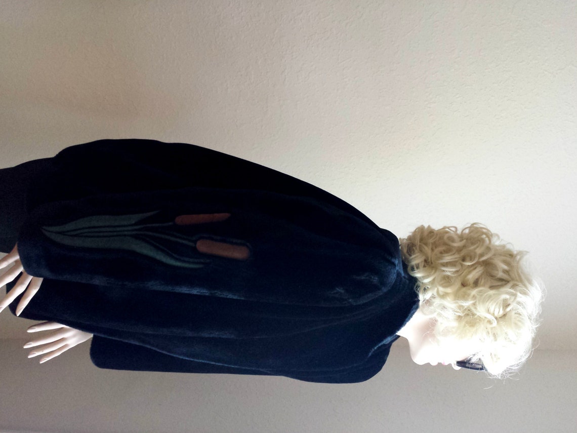 Vintage Faux Fur Coat Jacket Black Cat Tails Cattails THICK | Etsy