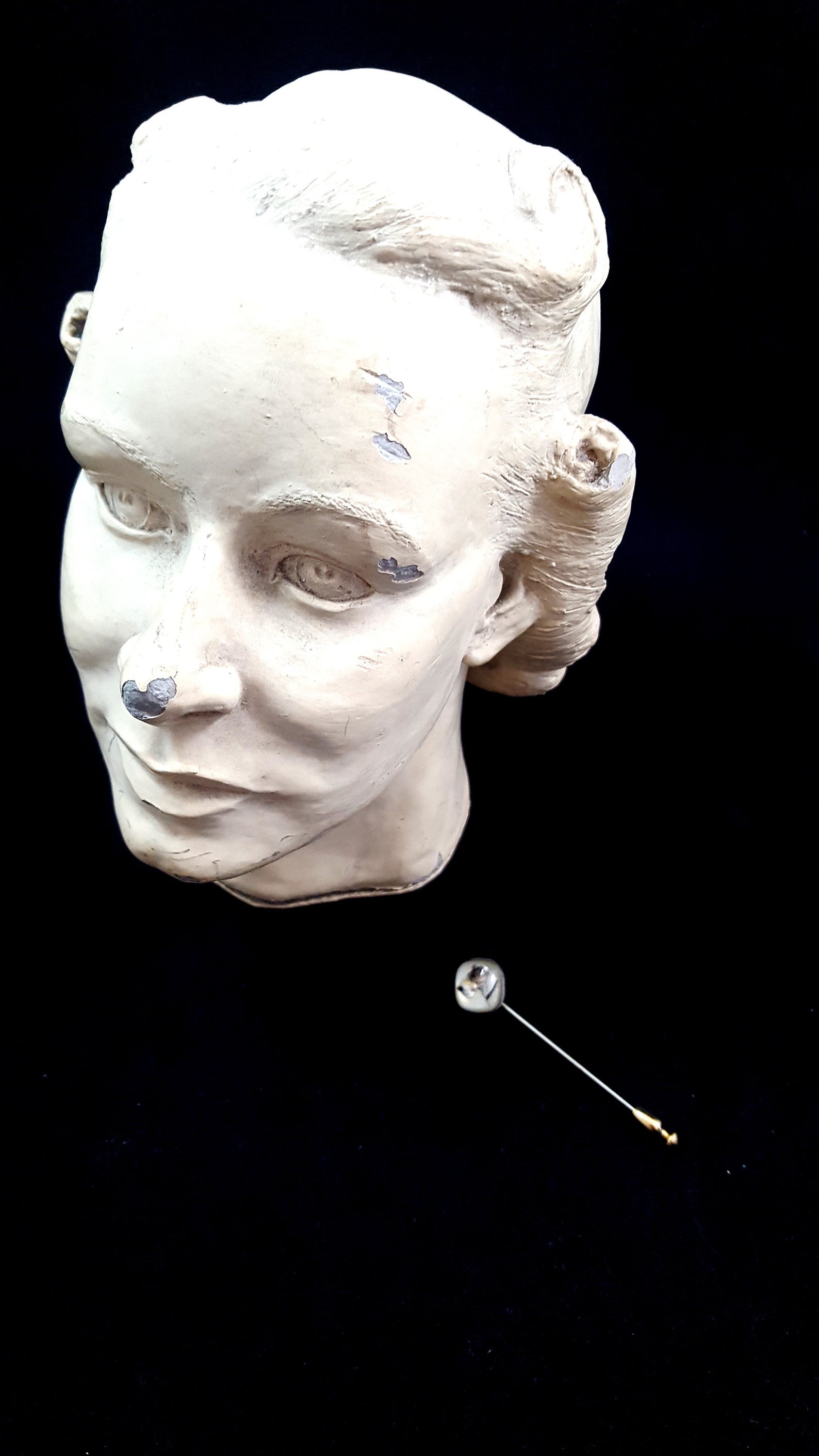 Vintage Stick Pin Hat Pin Fox Terrier Stick Pin Reverse Painted Crystal ...