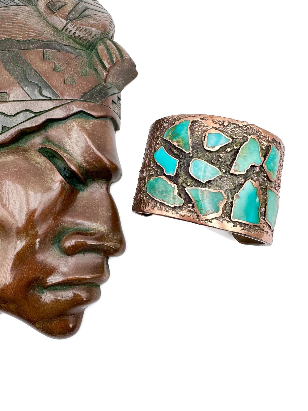 Vintage Copper Turquoise Cuff BELL TRADING Company Cuff Bracelet Cast ...