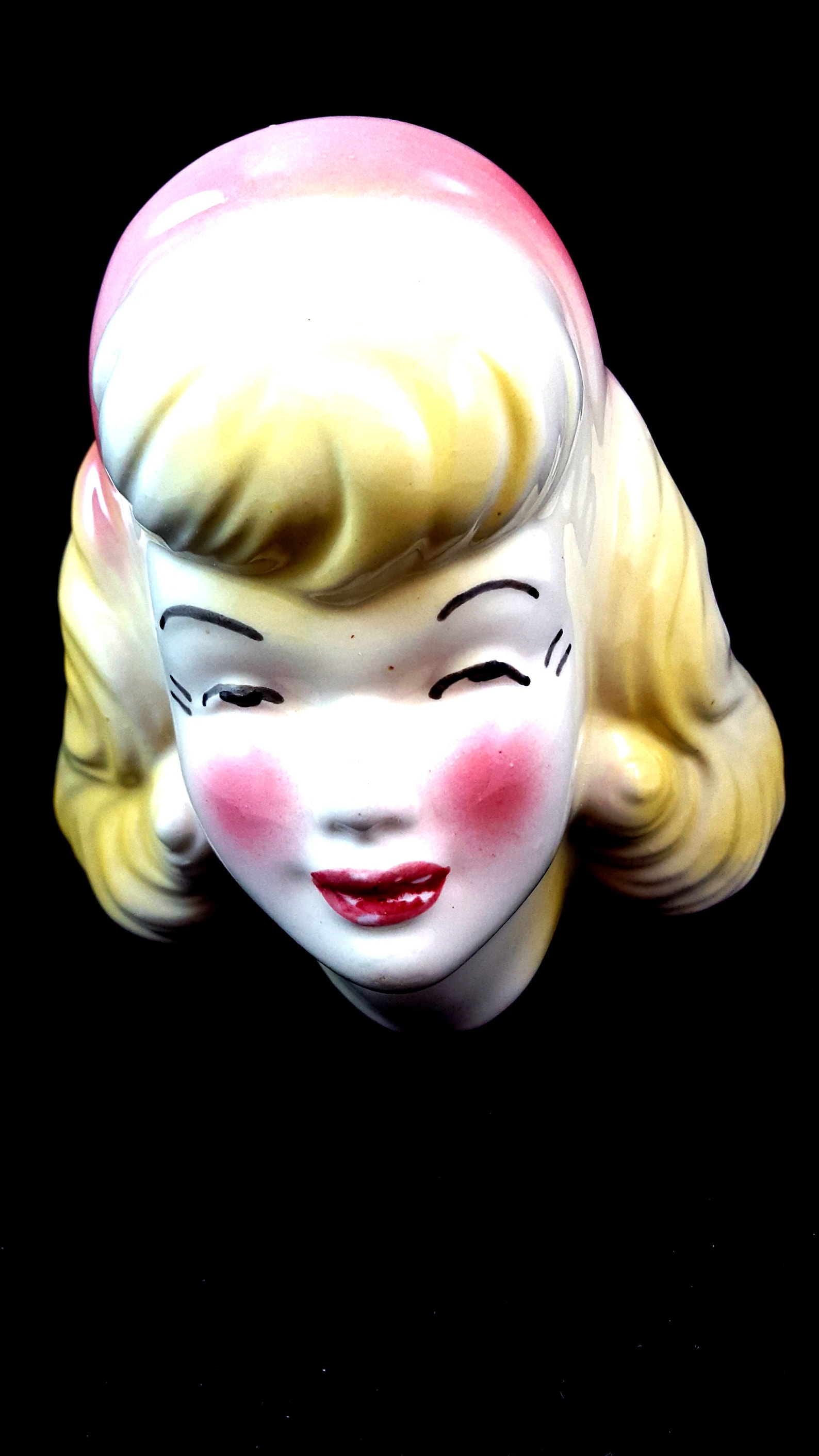 Vintage Head Vase Pottery Head Vase Mid Century Old Hollywood - Etsy