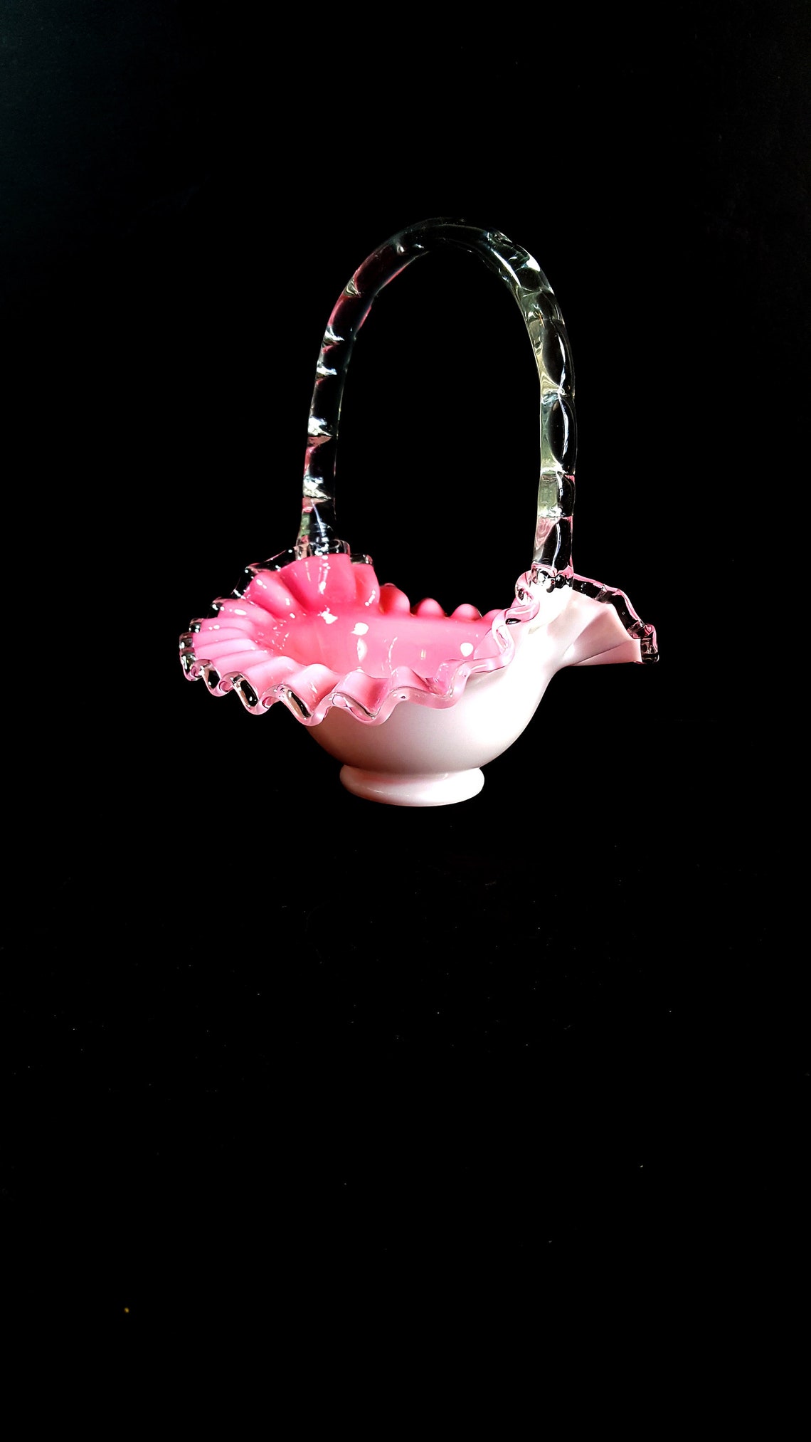 Vintage FENTON Basket Pink Silvercrest Fenton End of Day | Etsy