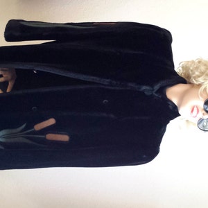 Vintage Faux Fur Coat Jacket Black Cat Tails Cattails THICK | Etsy