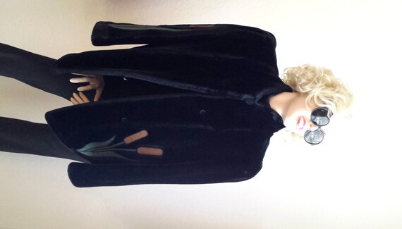 Vintage Faux Fur Coat Jacket Black Cat Tails Cattails THICK | Etsy