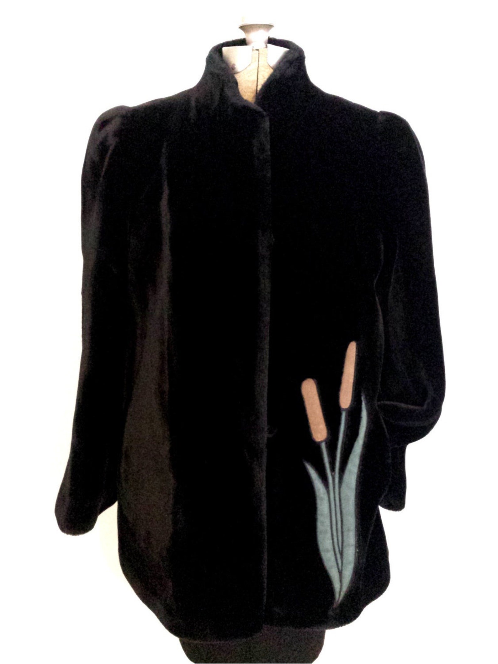 Vintage Faux Fur Coat Jacket Black Cat Tails Cattails THICK - Etsy