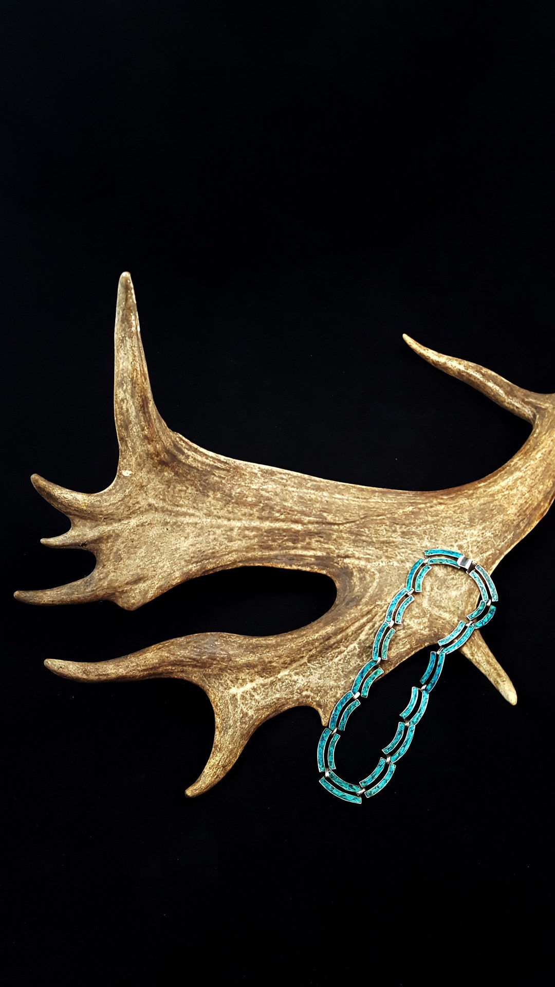 Vintage TAXCO Necklace Sterling Turquoise Necklace Inlaid Sterling ...