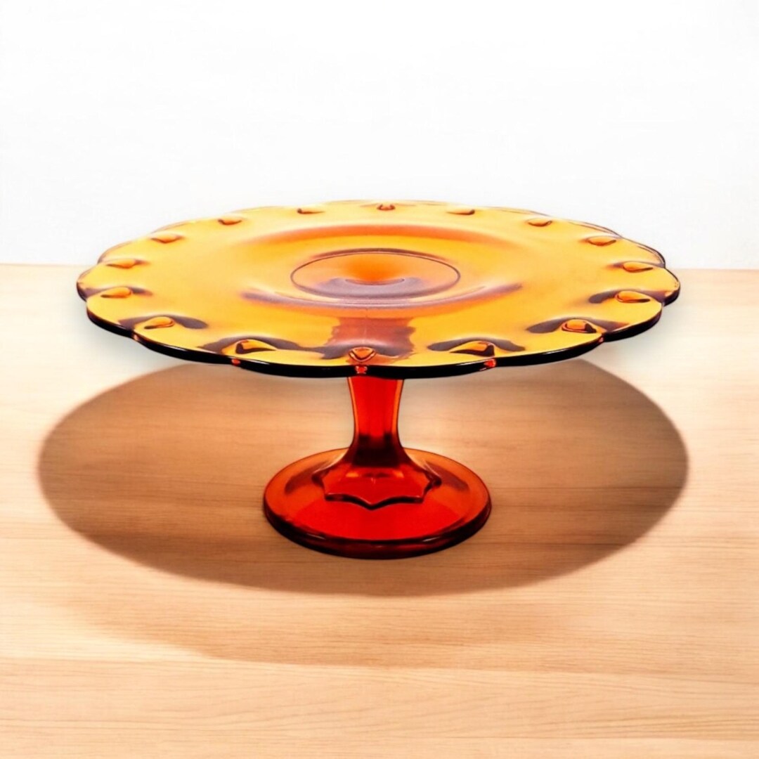 Vintage Cake Stand INDIANA GLASS Cake Stand Brown Cake Stand Amber Cake ...