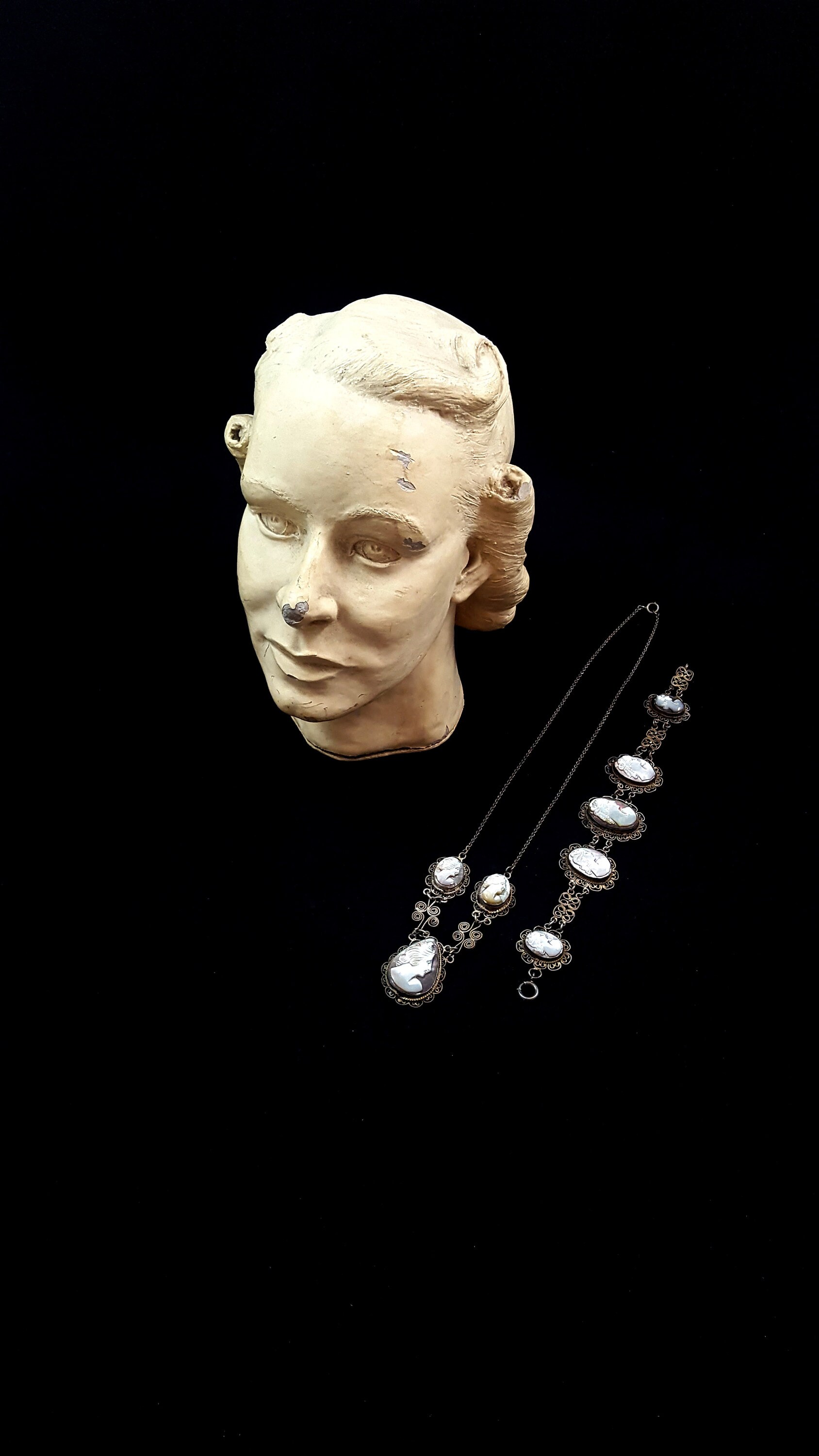 Vintage Cameo Set Sterling Silver Mother of Pearl Cameo Set MOP Cameo ...