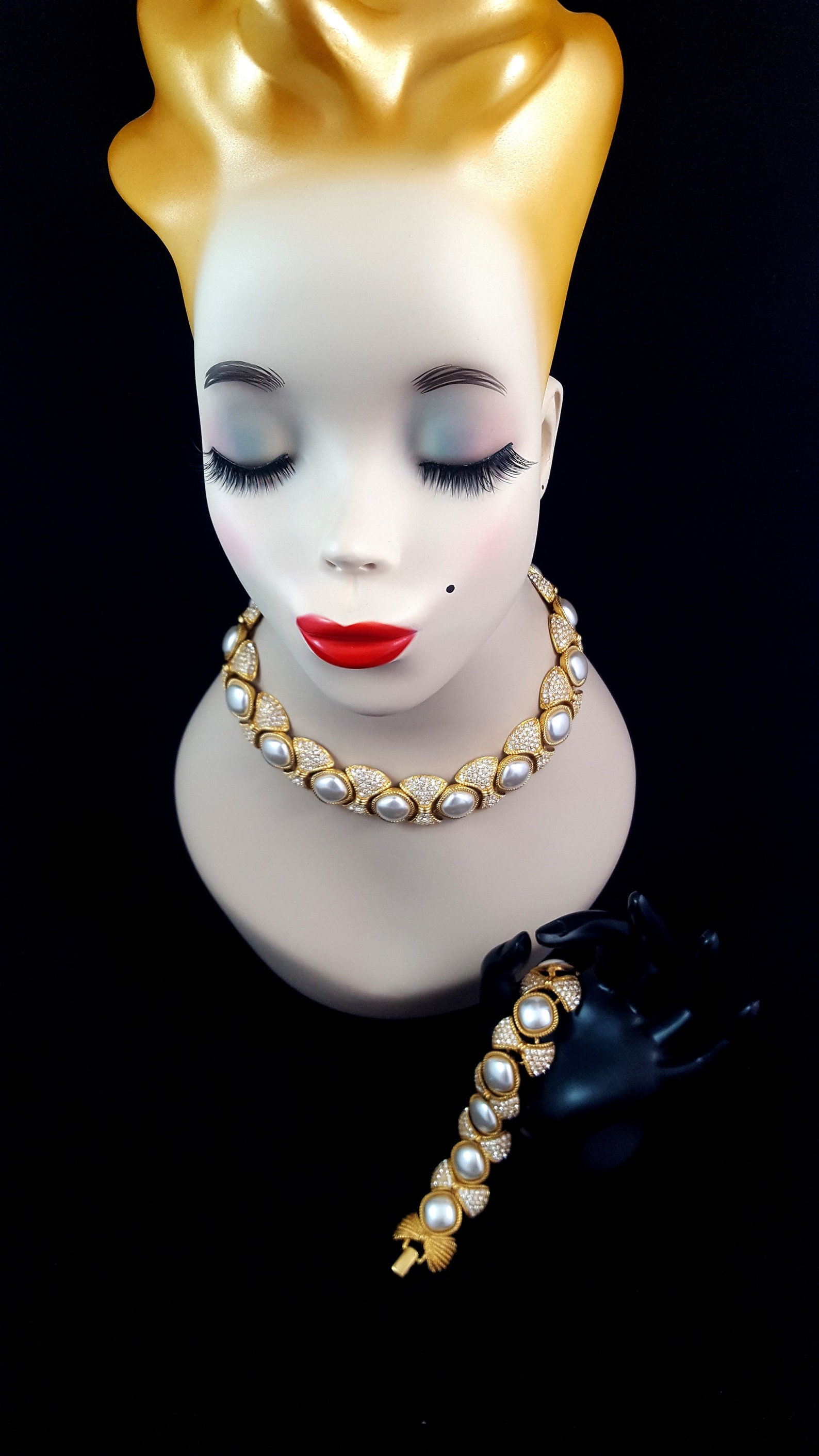 Vintage NAPIER Necklace Napier Bracelet Napier Set Bridal Glass Massive ...