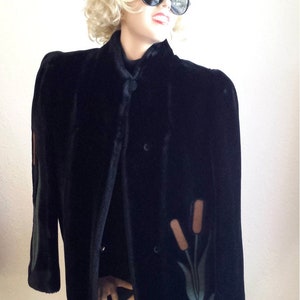 Vintage Faux Fur Coat Jacket Black Cat Tails Cattails THICK LUXURIOUS ...