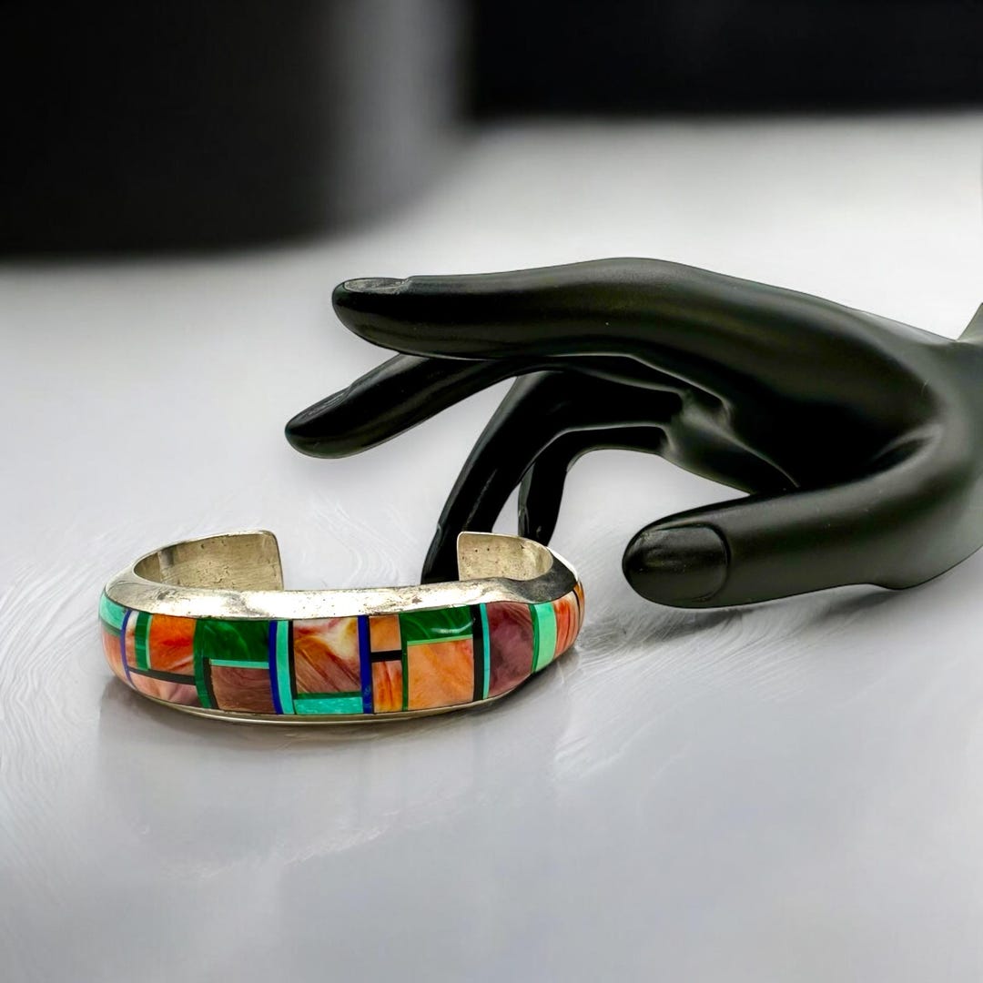 Vintage Cuff Native American Cuff Frank Yellowhorse Cuff Inlaid Cuff ...