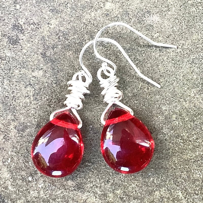 Red Glass Earrings - Etsy