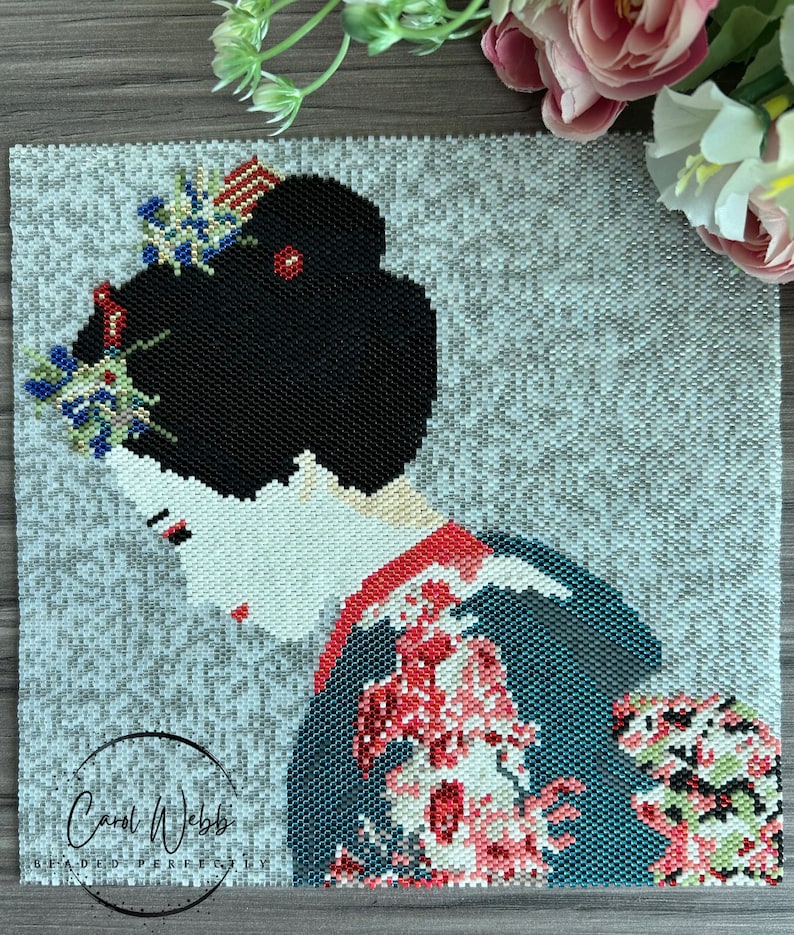 Beautiful Japanese Geisha, PDF Pattern Download, Peyote Stitch Beading ...
