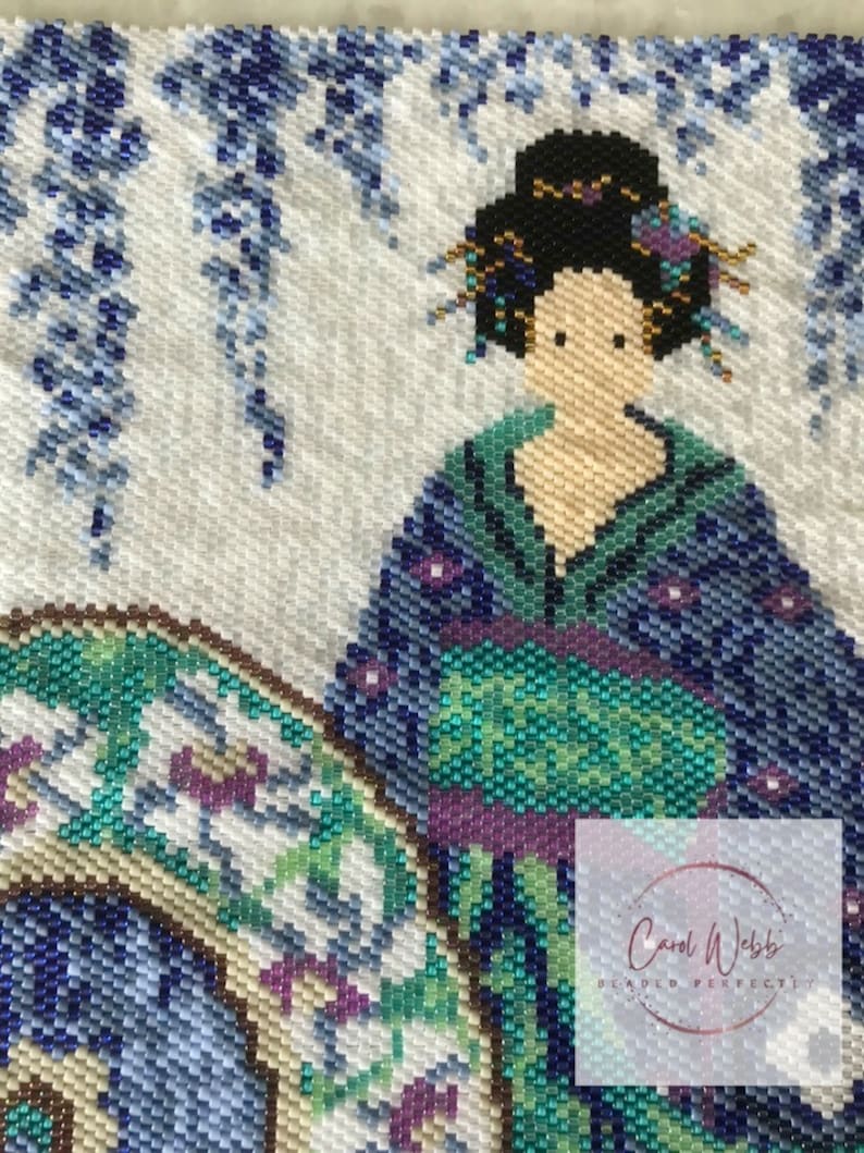 Japanese Blue Geisha PDF Pattern Download Peyote Stitch - Etsy