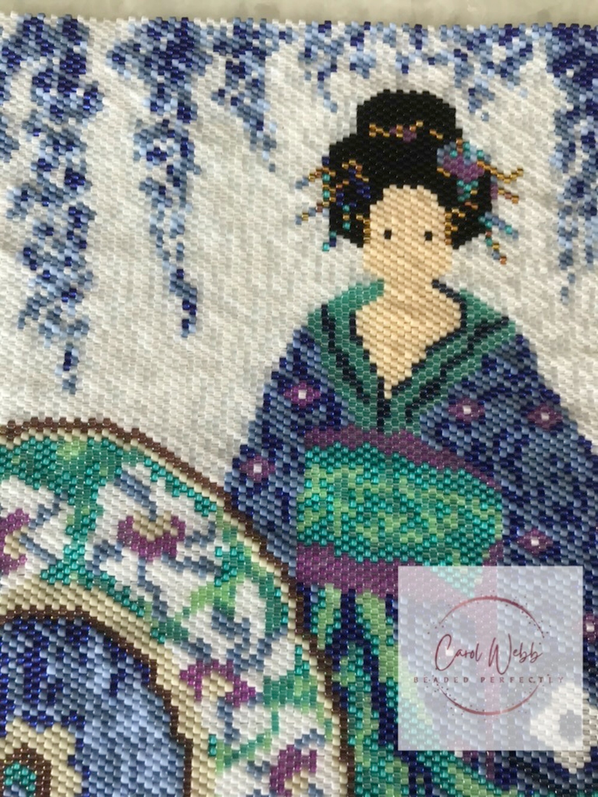Japanese Blue Geisha PDF Pattern Download Peyote Stitch - Etsy