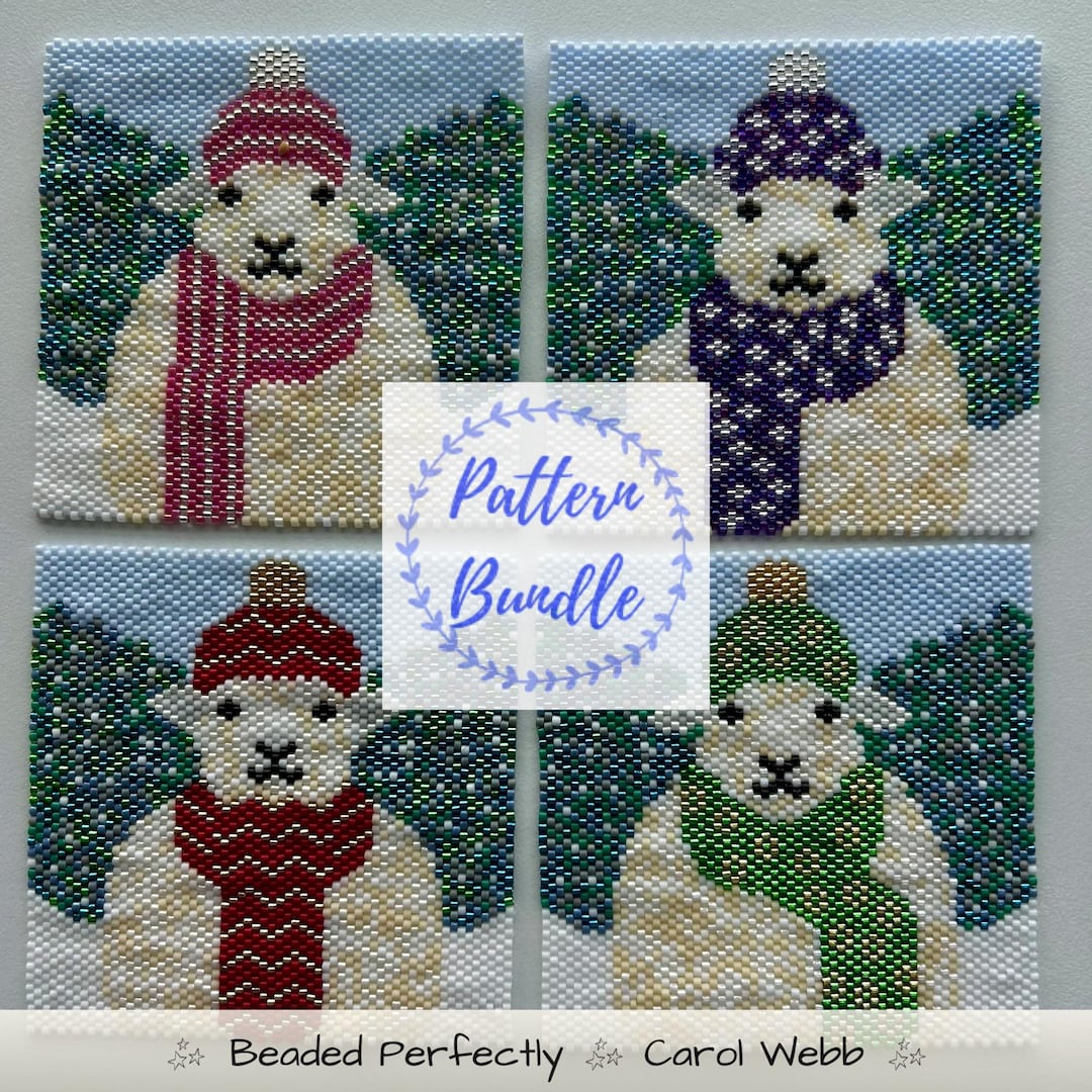 Winter Sheep Coaster Bundle, PDF Patterns Download, Peyote Stitch ...