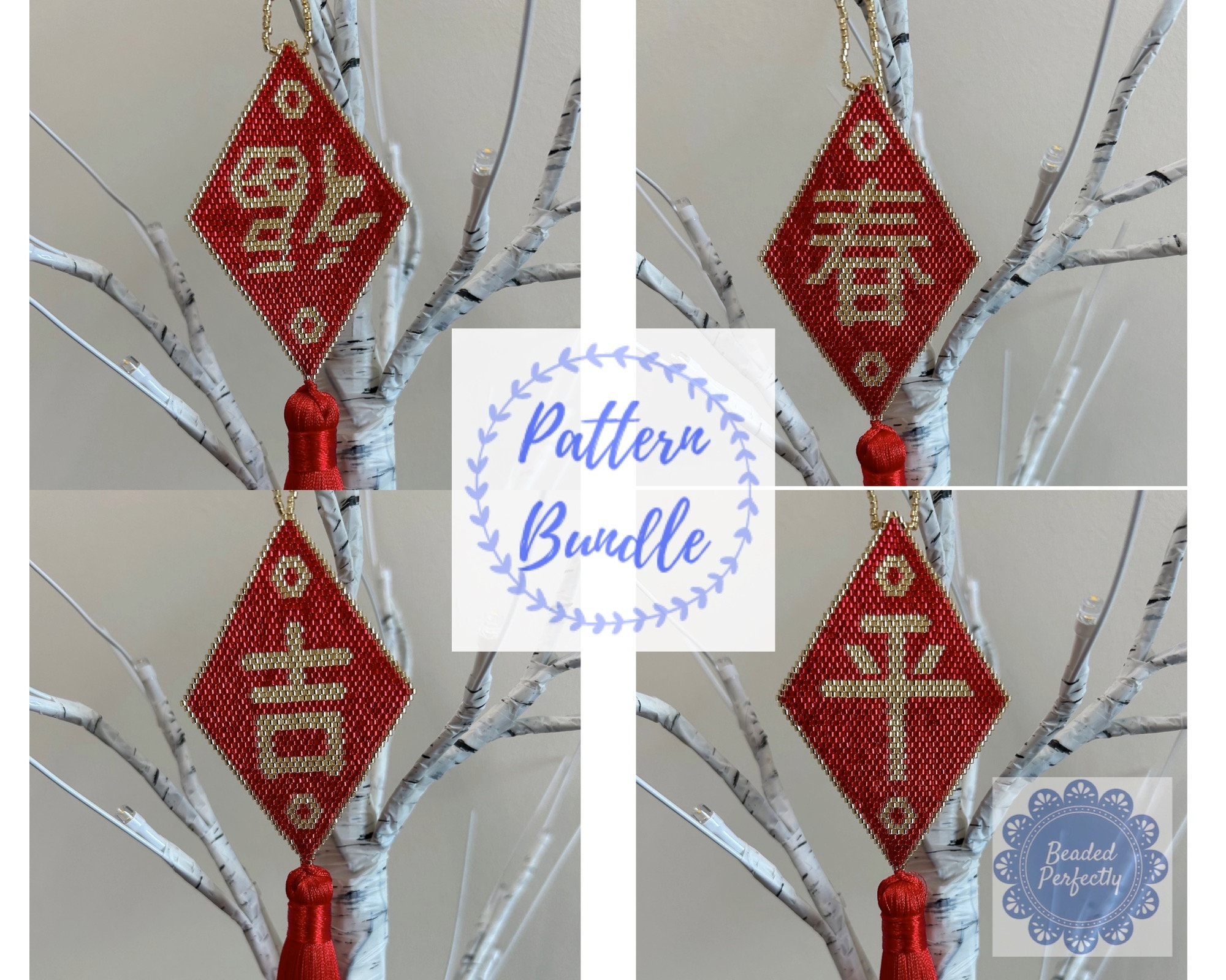 CNY Words Bundle, Lunar New Year, Brick Stitch Beading, PDF Patterns ...