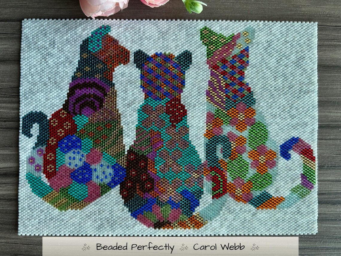 Patchwork Cats, PDF Pattern Download, Peyote Stitch Beading - Etsy
