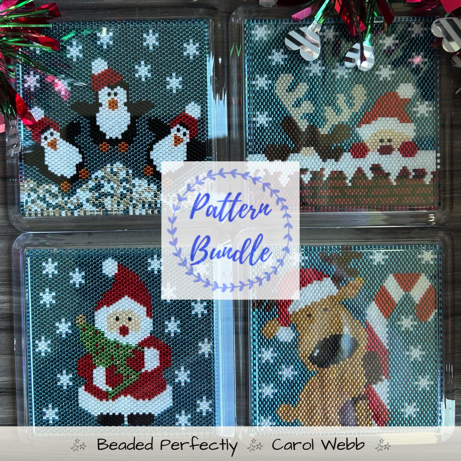 Christmas Coaster Bundle, PDF Patterns Download, Peyote Stitch Beading ...