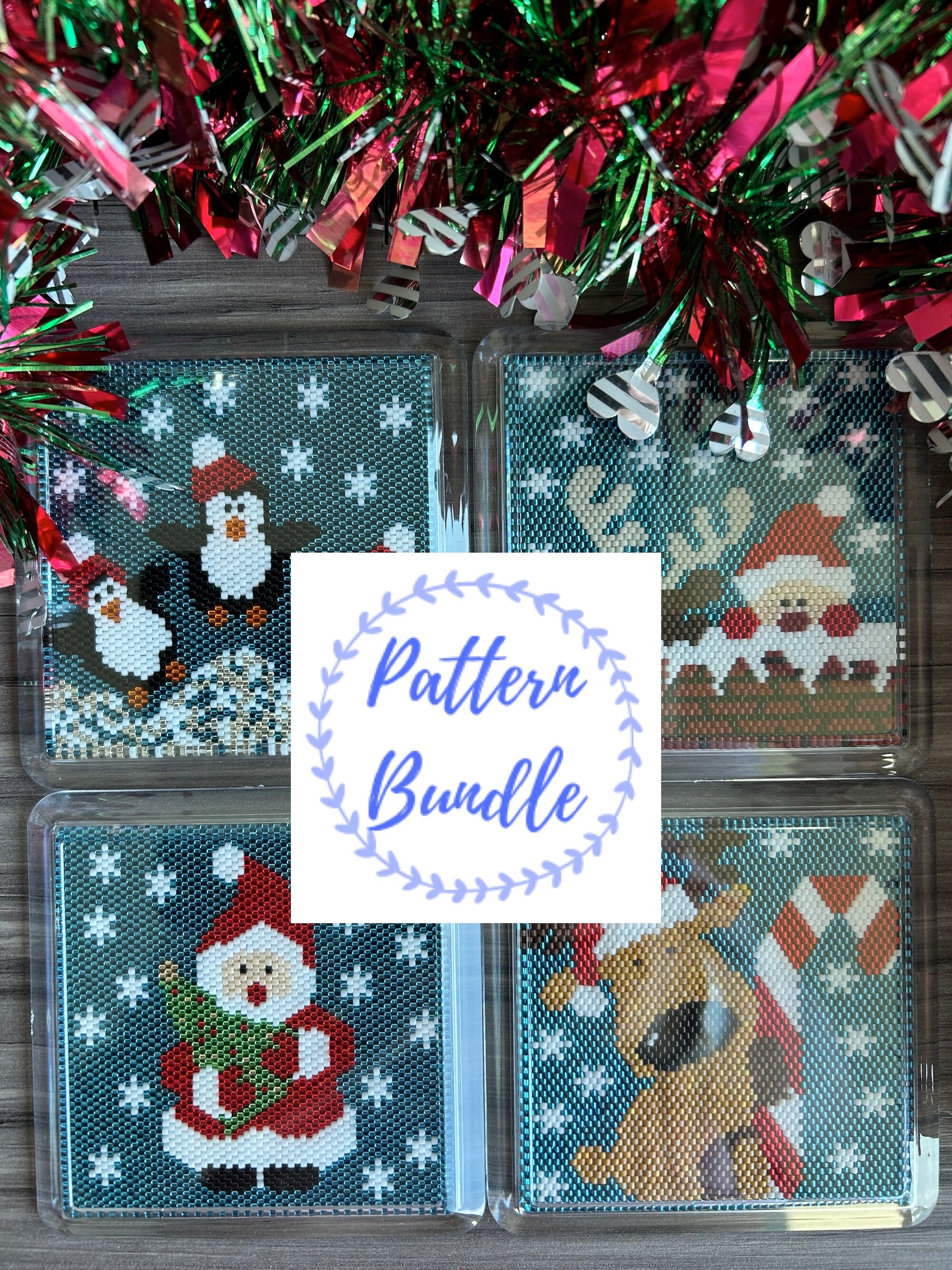 Christmas Coaster Bundle, PDF Patterns Download, Peyote Stitch Beading ...