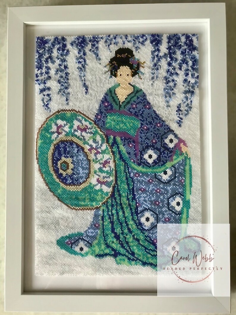 Japanese Blue Geisha PDF Pattern Download Peyote Stitch - Etsy