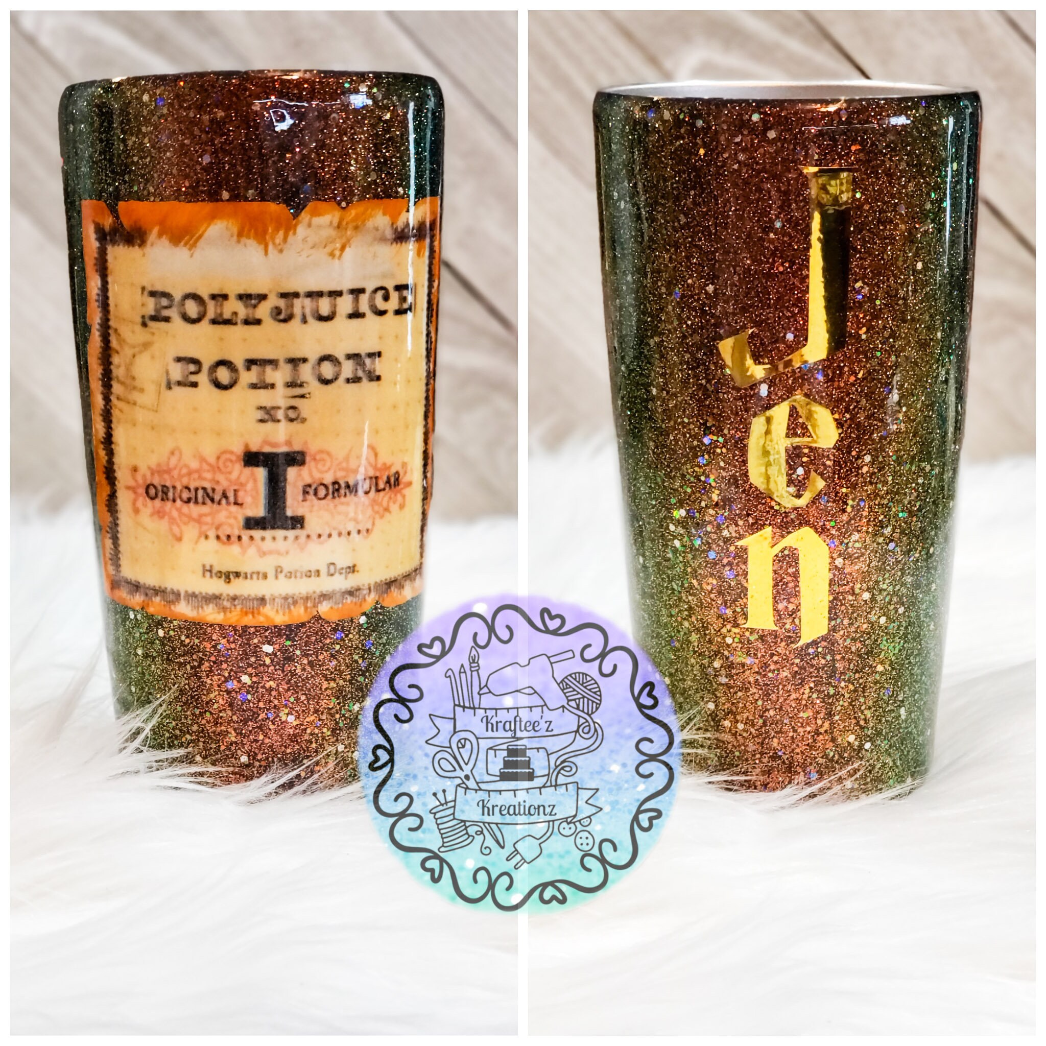 Color Shift Glittered Poly Juice Potion Stainless Steel Tumbler ...