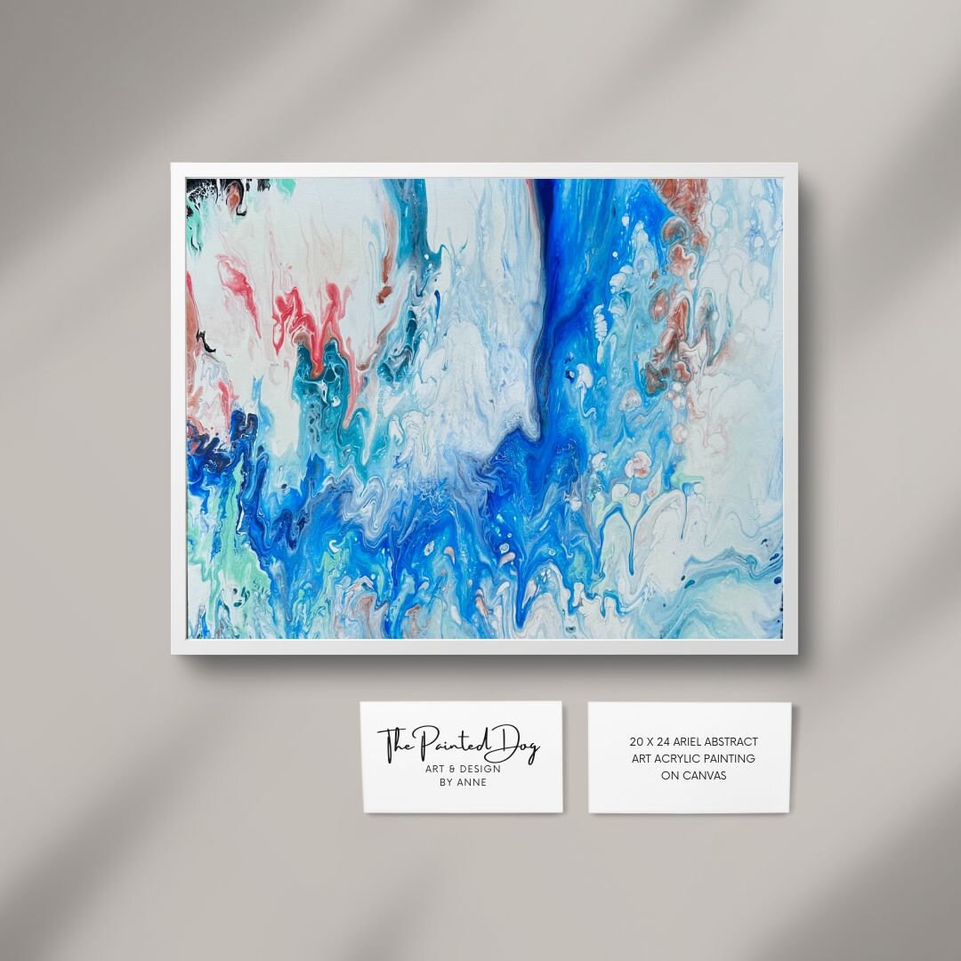 Ariel Acrylic Painting on Canvas, Original Paint Pour Artwork, Abstract ...