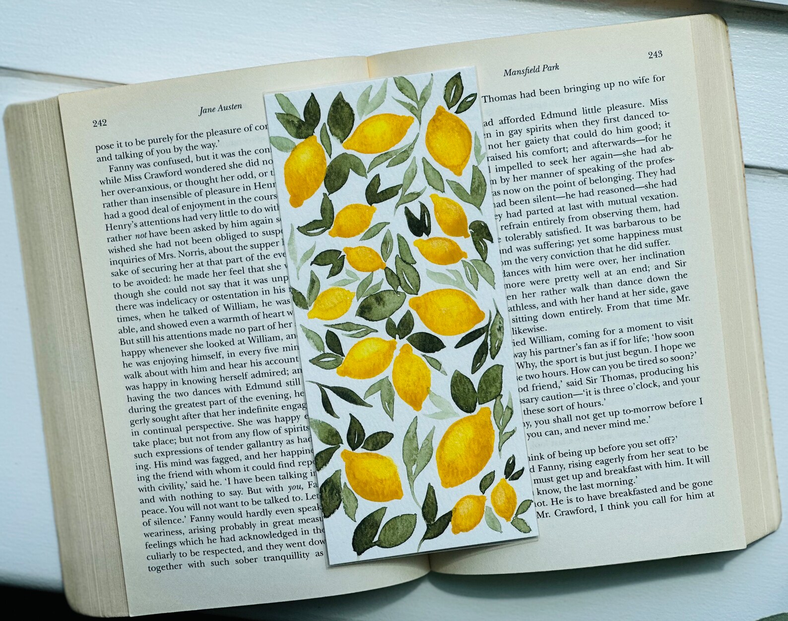 Lemons Bookmark Large Hand-painted Watercolor Laminated Bookmark ...