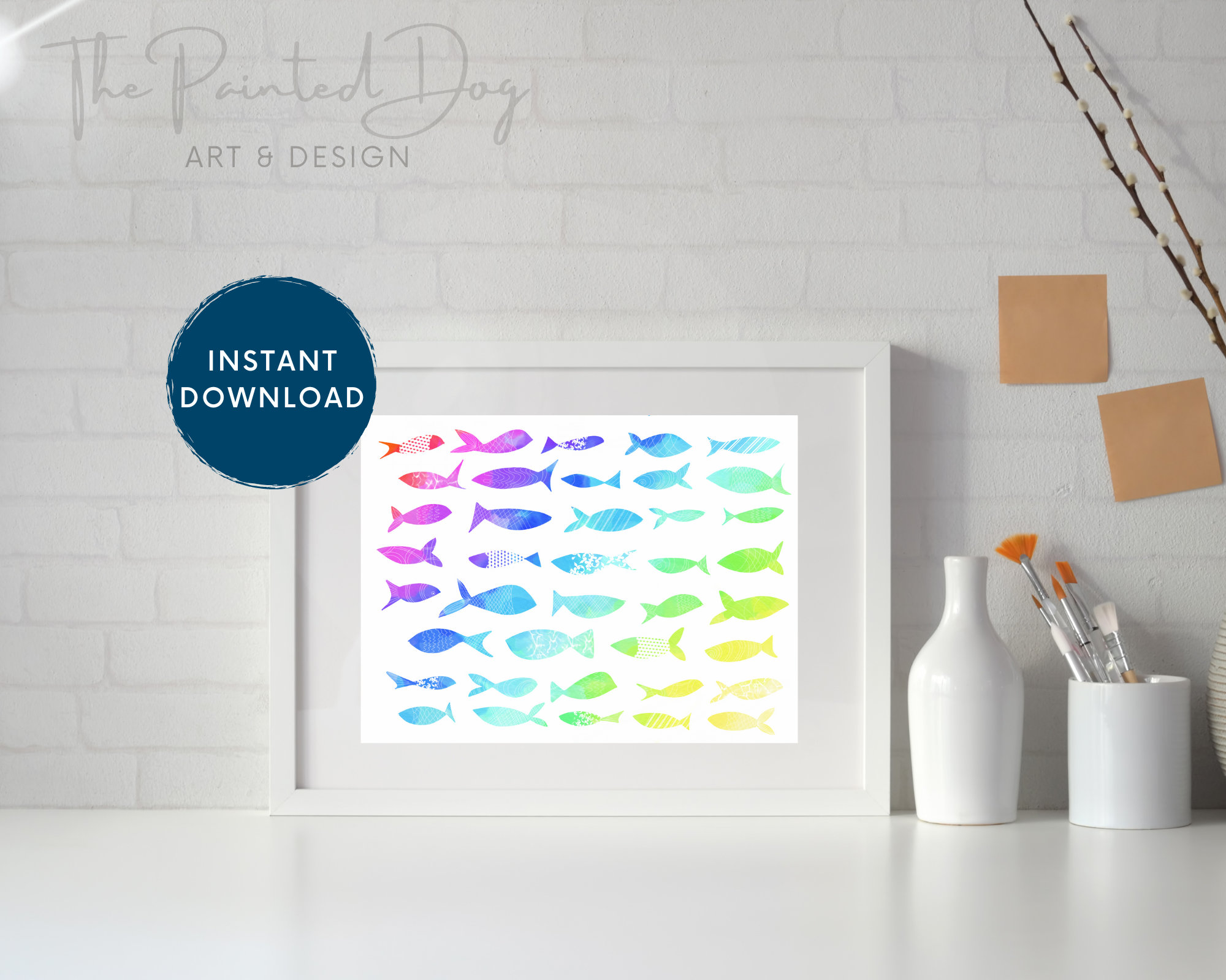 Rainbow Fish Illustration, Printable Wall Art, Kids and Nursery Decor ...
