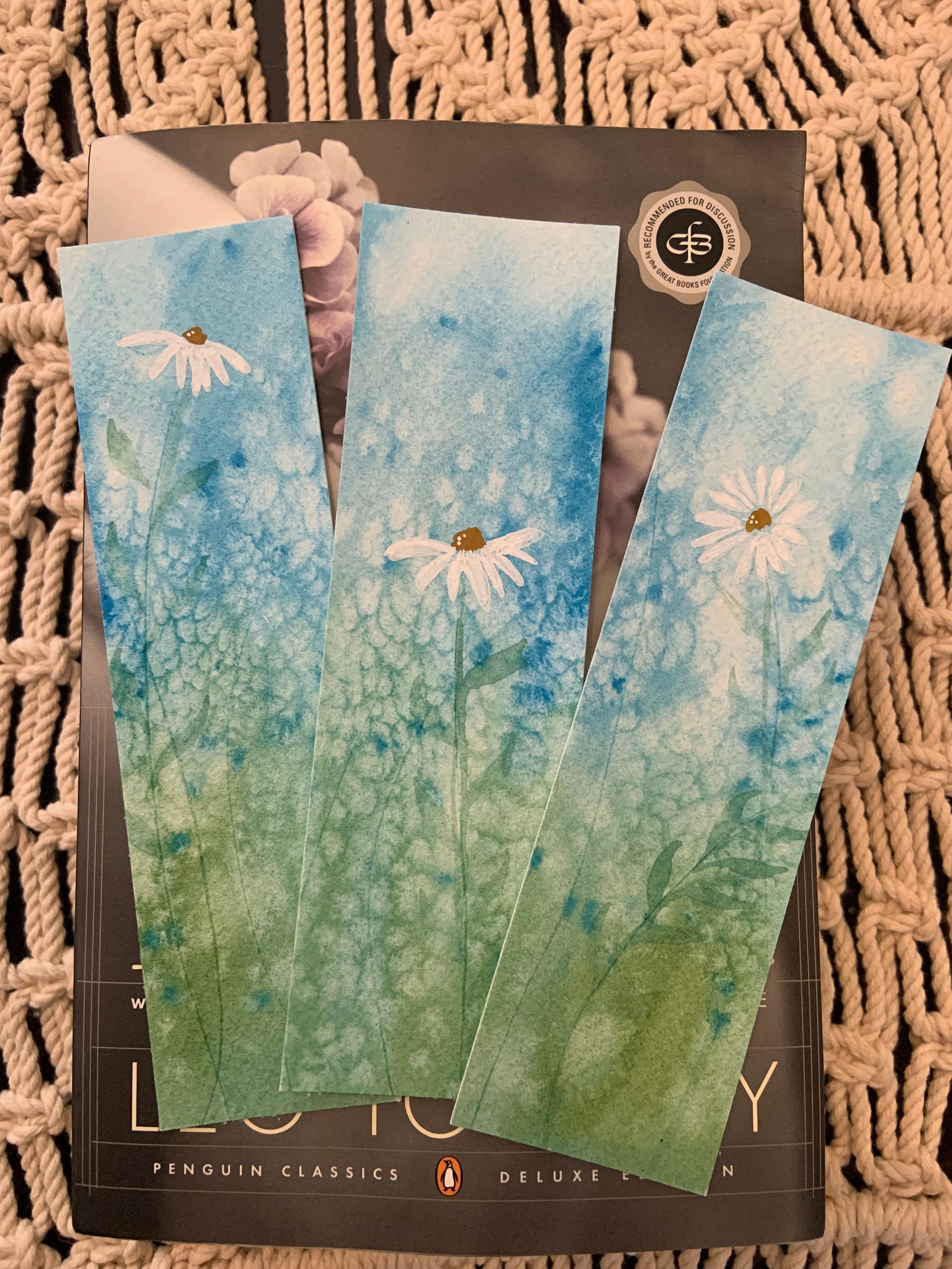 Wildflower Bookmarks - Set of 3, Hand-painted Original Watercolor Daisy ...