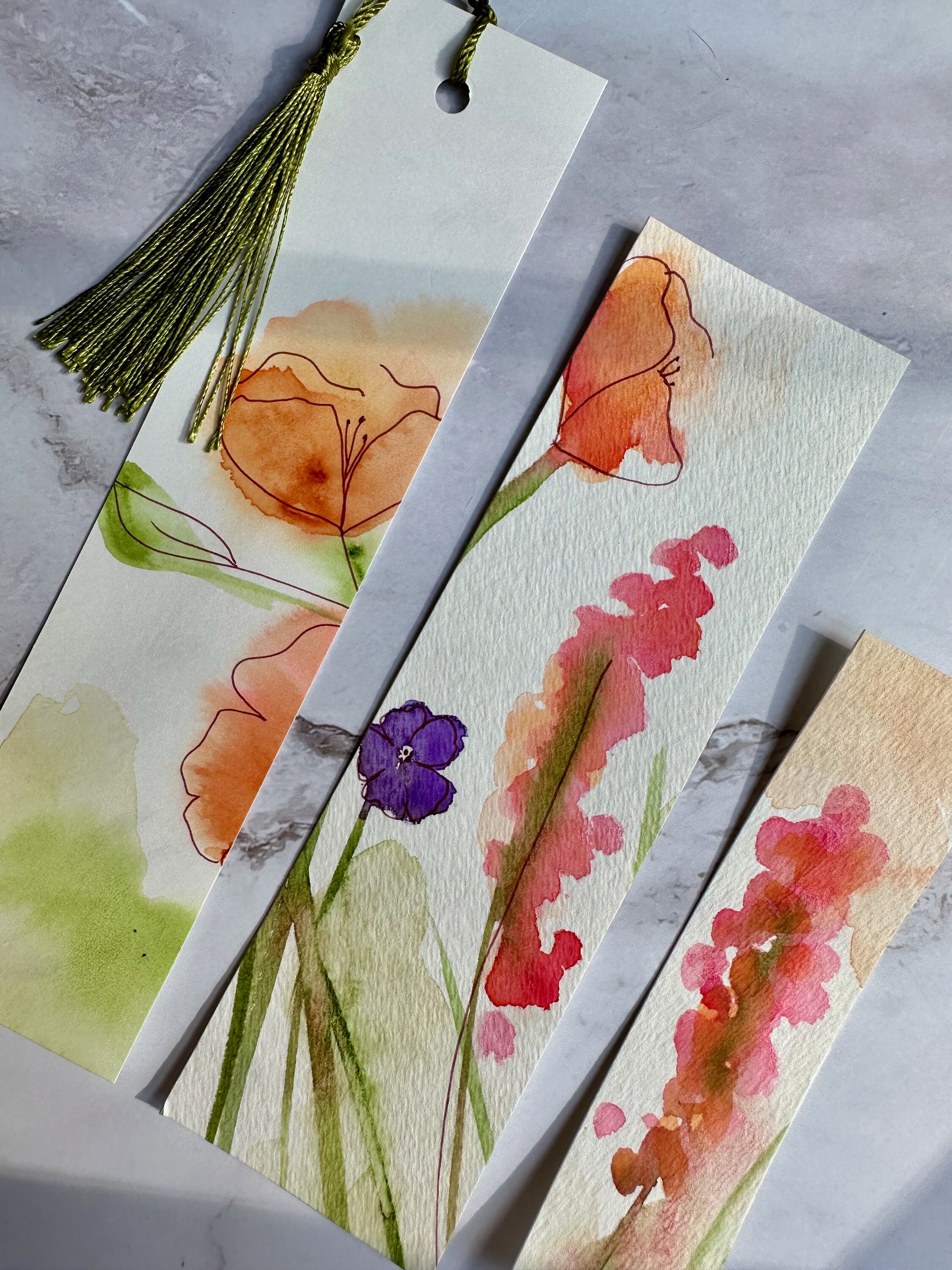 Rustic Garden Bookmark Bundle - Set of 3 Hand-painted Original Floral ...