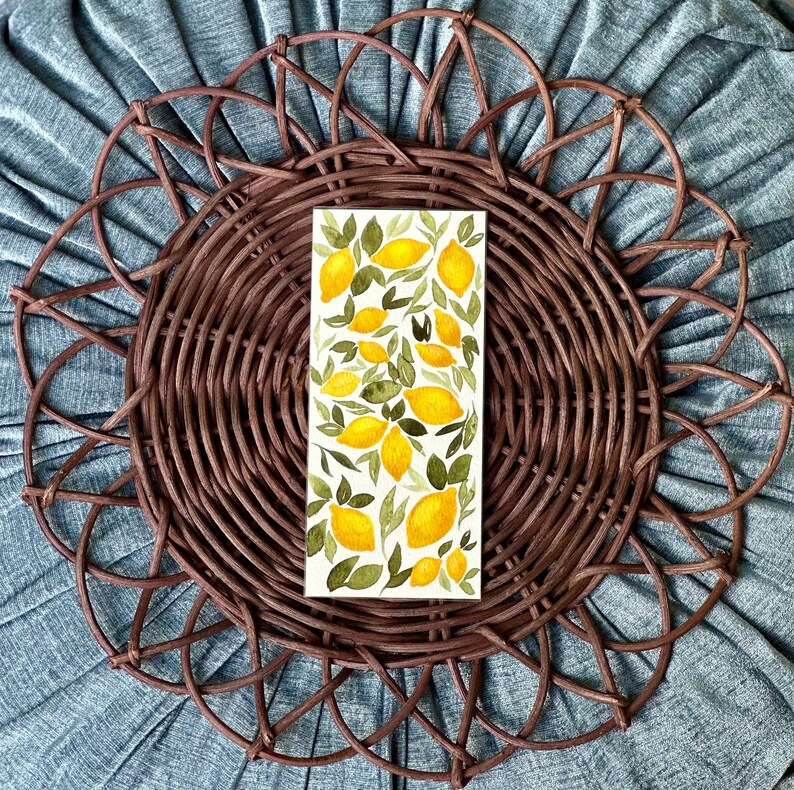 Lemons Bookmark Large Hand-painted Watercolor Laminated Bookmark ...