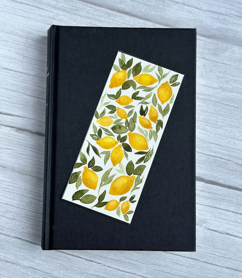 Lemons Bookmark Large Hand-painted Watercolor Laminated Bookmark ...