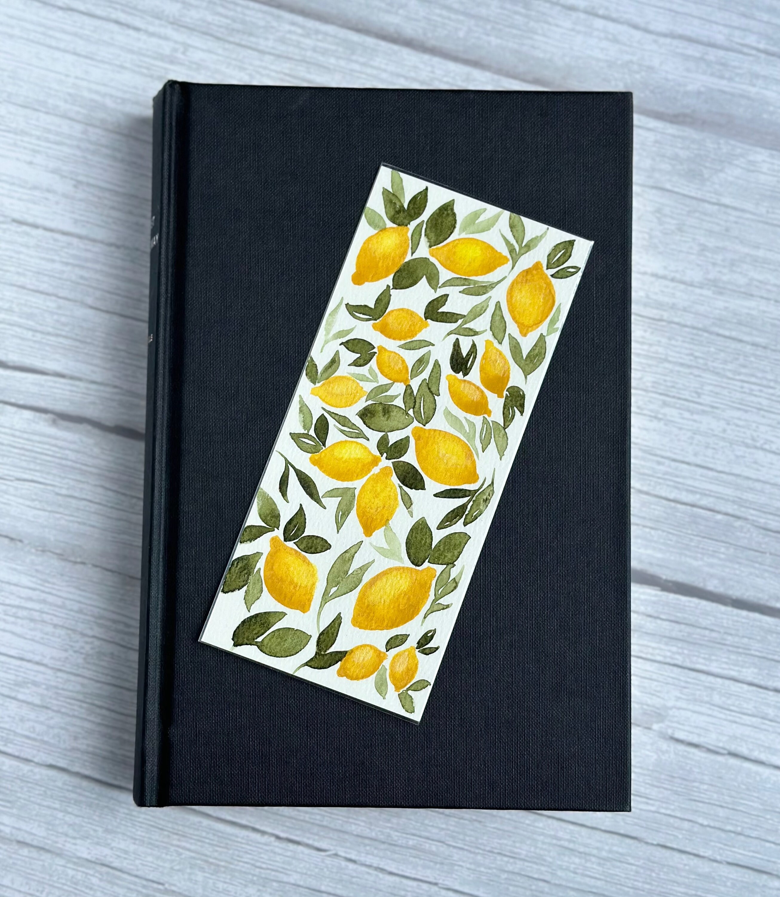 Lemons Bookmark Large Hand-painted Watercolor Laminated Bookmark ...
