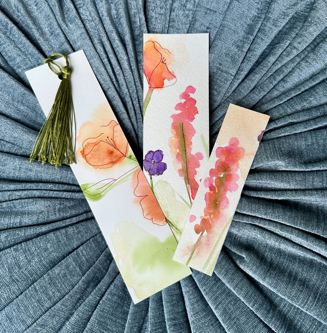 Rustic Garden Bookmark Bundle - Set of 3 Hand-painted Original Floral ...