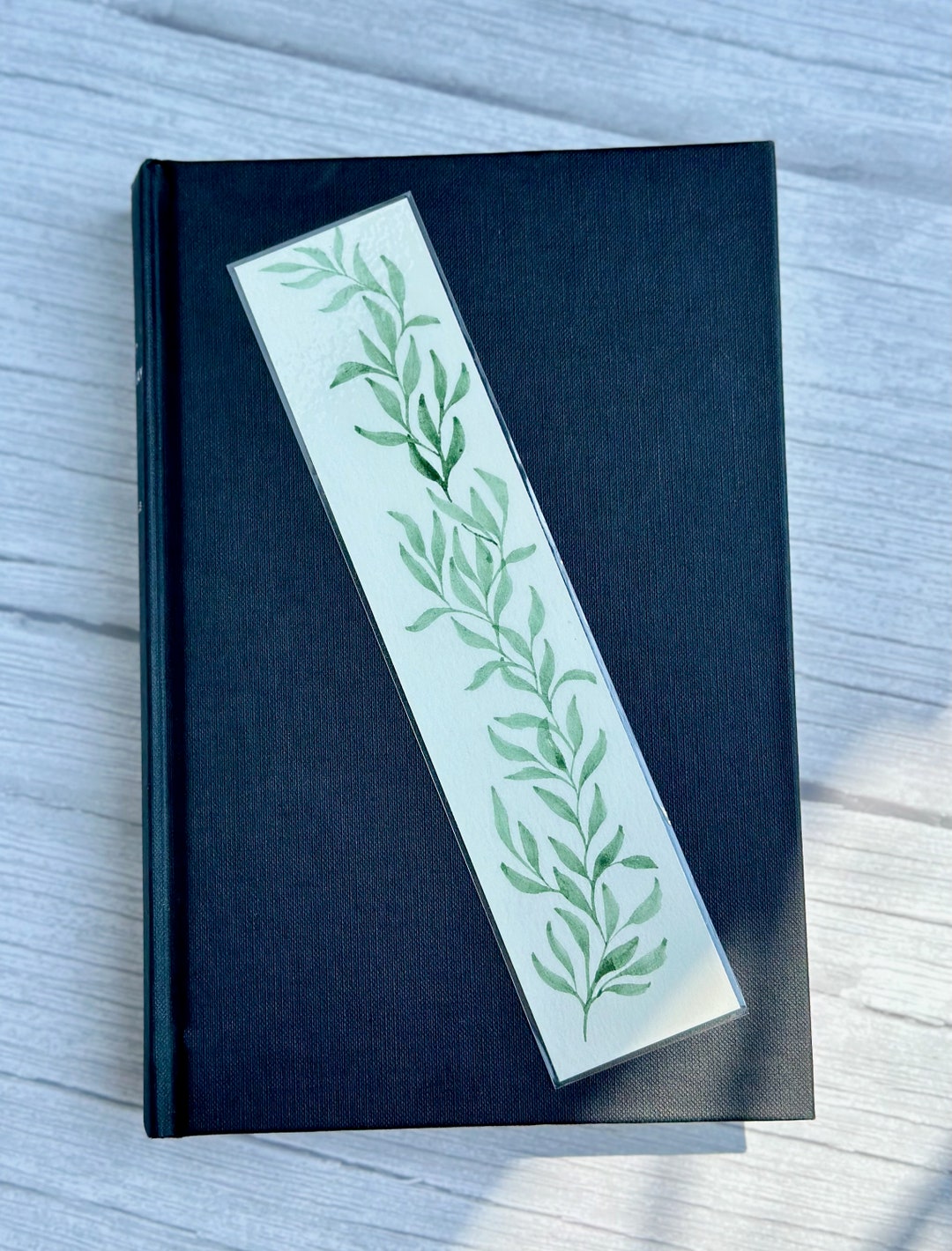 Hand-painted Greenery Bookmark, Original Boho Leaf Botanical Watercolor ...
