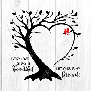 Sweetheart Tree SVG, PNG, Valentine SVG, Love Birds, Tree Silhouette ...