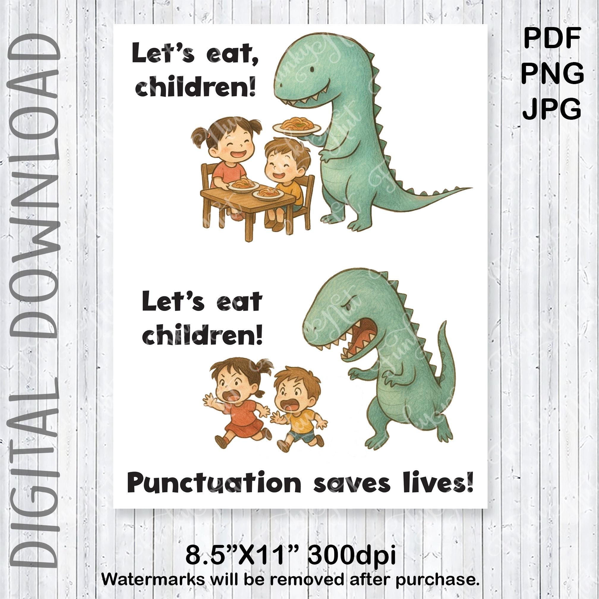 Punctuation Saves Lives, Printable Art, Funny Grammar Art, Language ...