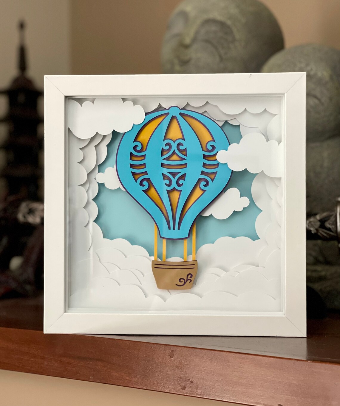 Layered Hot Air Balloon, Layered Shadow Box SVG, Cricut SVG, Home Decor ...