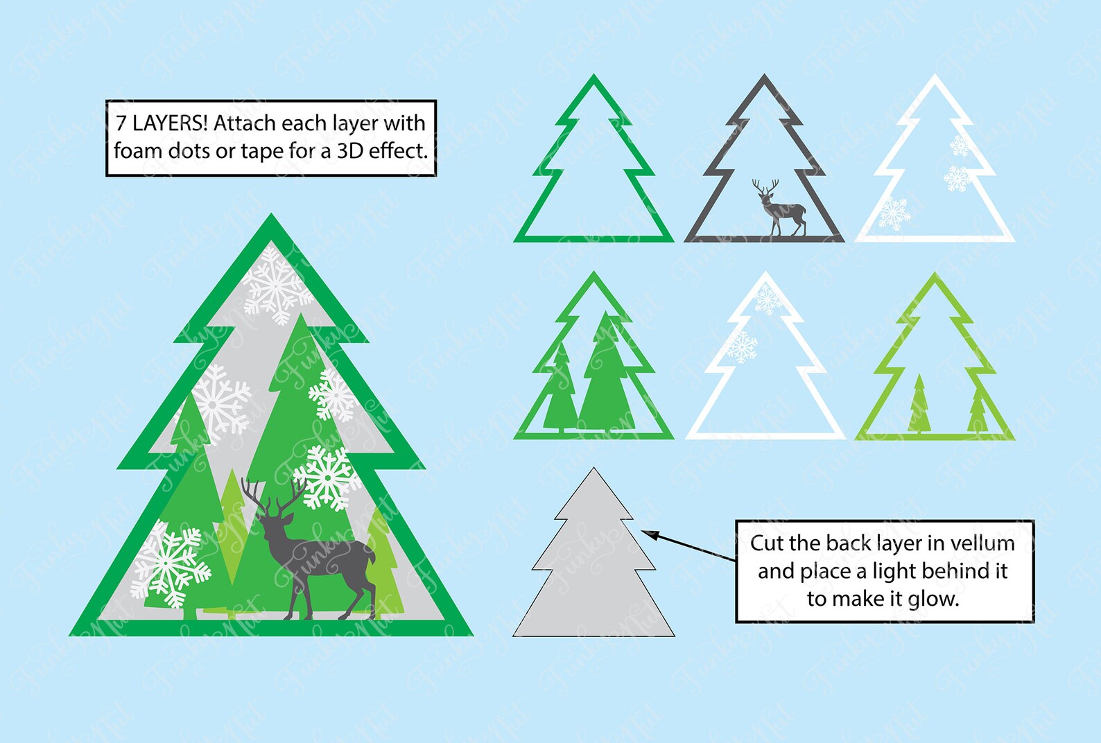 Layered Tree SVG PNG EPS 3D Luminary Christmas Tree - Etsy